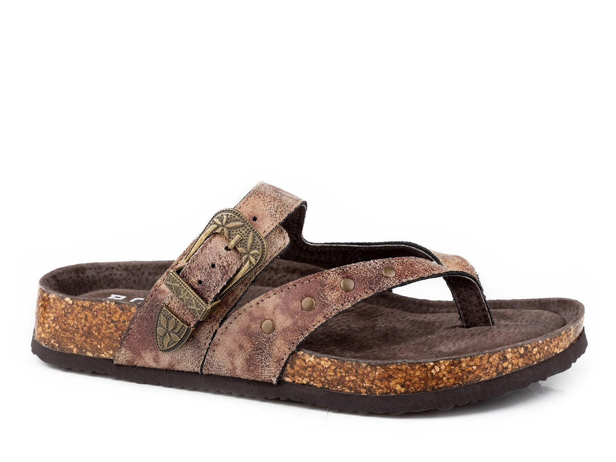 ROPER WOMENS SHOE CORRINA SANDAL TAN FAUX VINTAGE STRAPPY LEATHER ...