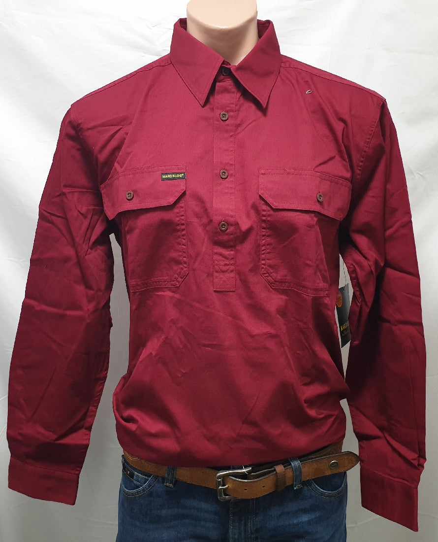 HARD SLOG MENS WORK SHIRT HALF/ LIGHT BURGUNDY – Eidsvold Rural