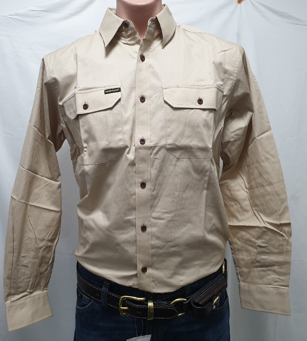 HARD SLOG MENS WORK SHIRT FULL/ LIGHT STONE – Eidsvold Rural